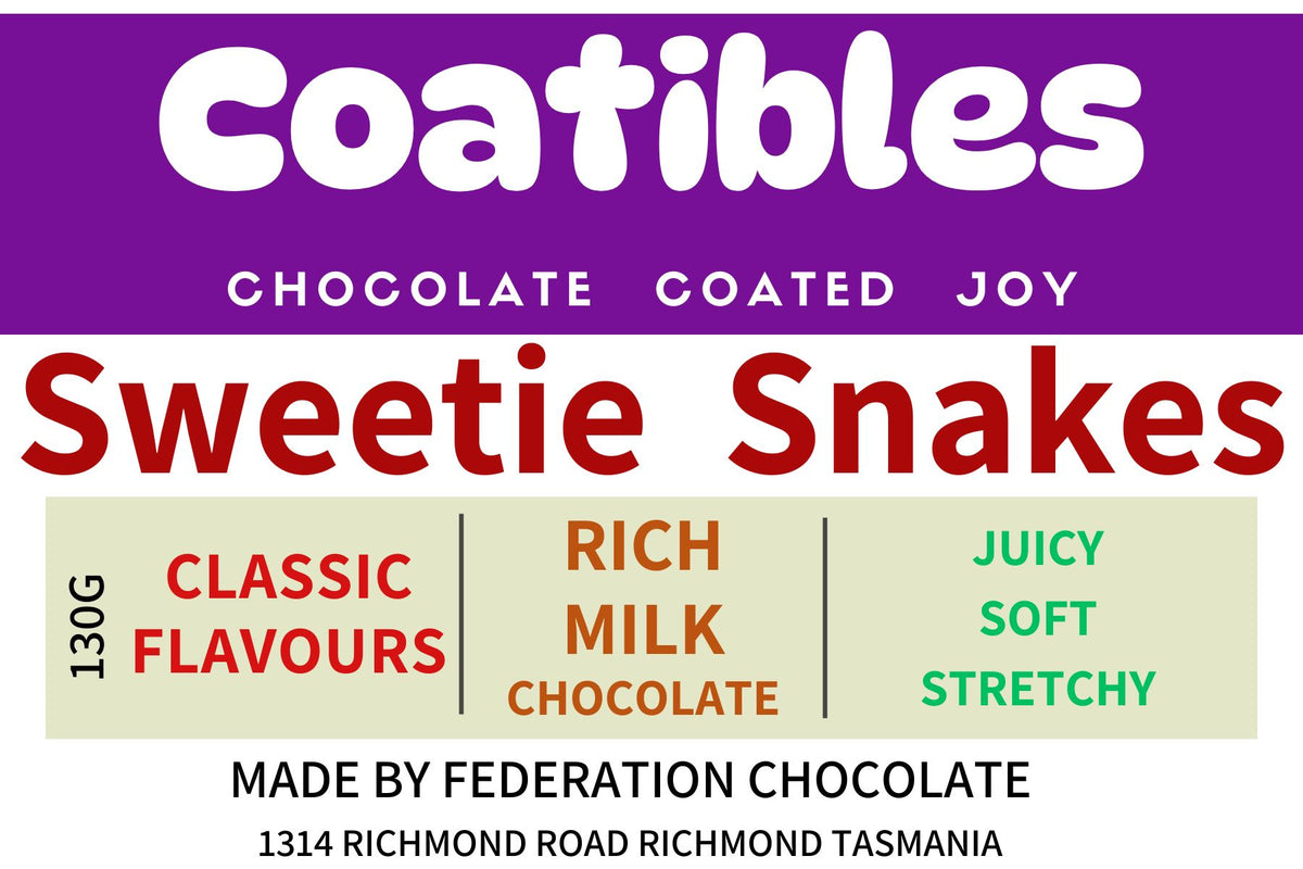 Coatibles - Sweetie Snakes - Milk Chocolate | Federation Artisan Chocolate